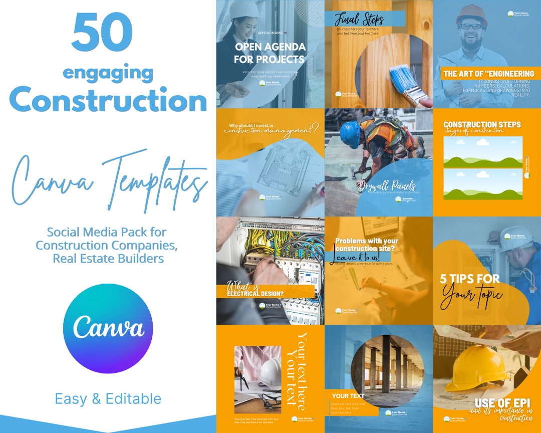 Construction Company Instagram Template, Contractor Social Media ...