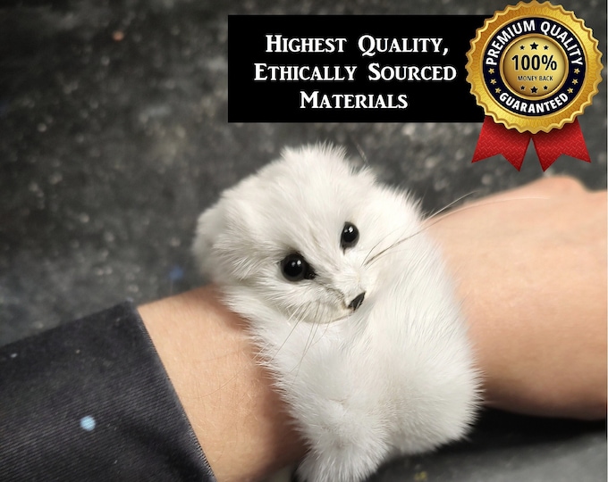 Weasel Slap Bracelet, Sherman the Ermine, White Ermine Slap Bracelet ...