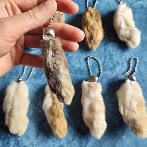 Lucky Rabbit Foot Keychain Charm Natural Fur Color - Etsy