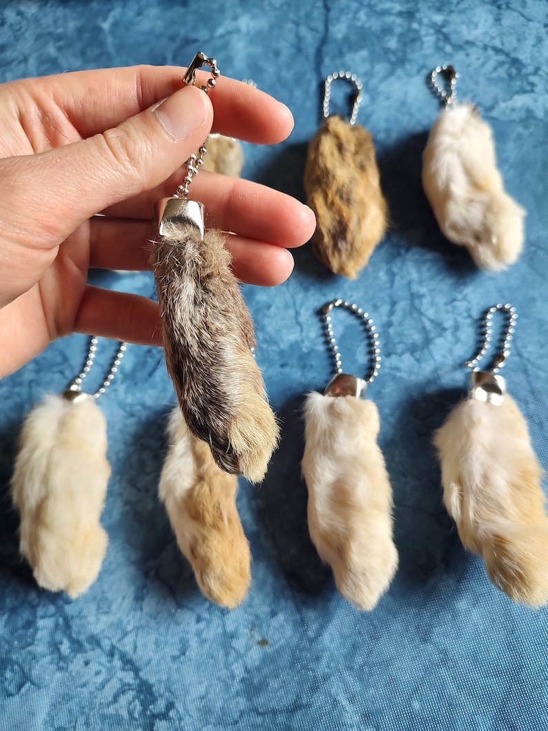 Lucky Rabbit Foot Keychain Charm Natural Fur Color - Etsy