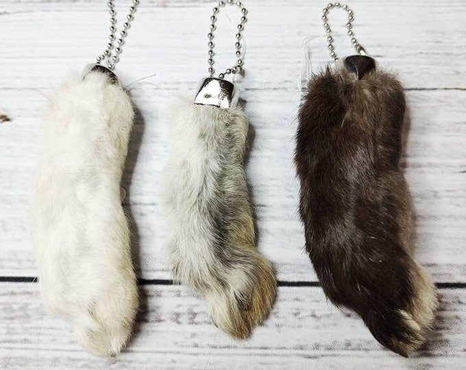 Lucky Rabbit Foot Keychain Charm, Natural Fur Color, Handmade - Etsy