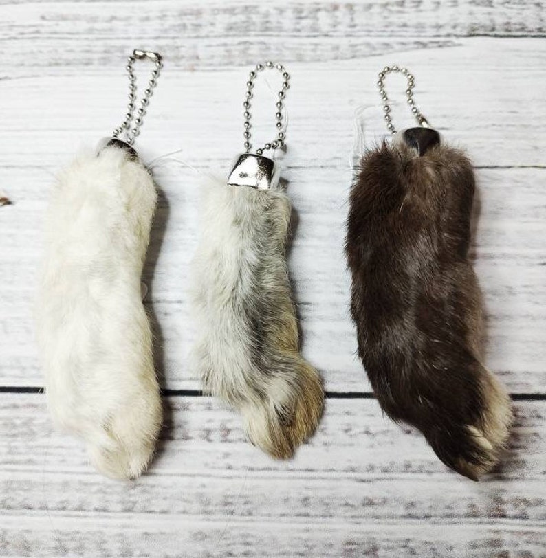 Lucky Rabbit Foot Keychain Charm, Natural Fur Color, Handmade - Etsy