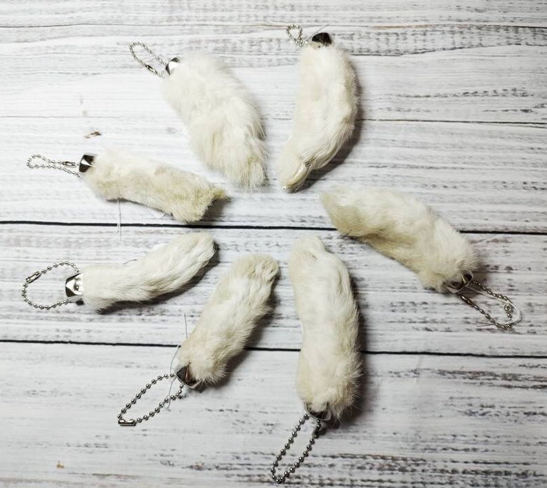 Lucky Rabbit Foot Keychain Charm Natural Fur Color - Etsy