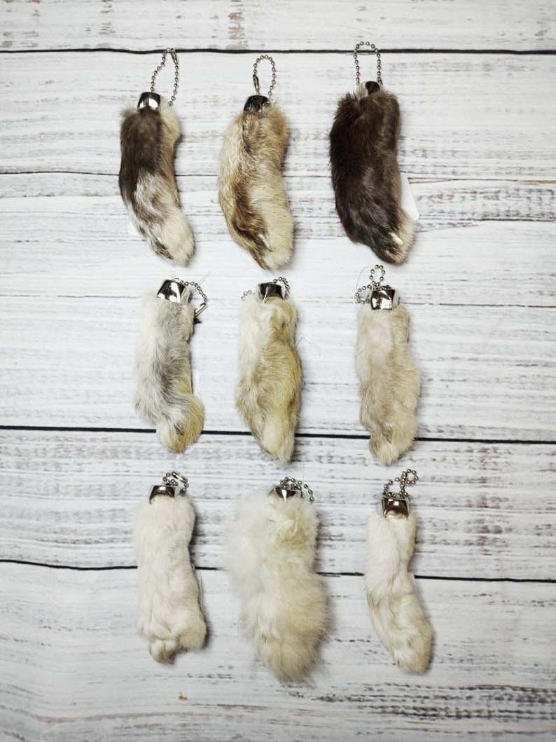 Lucky Rabbit Foot Keychain Charm Natural Fur Color - Etsy