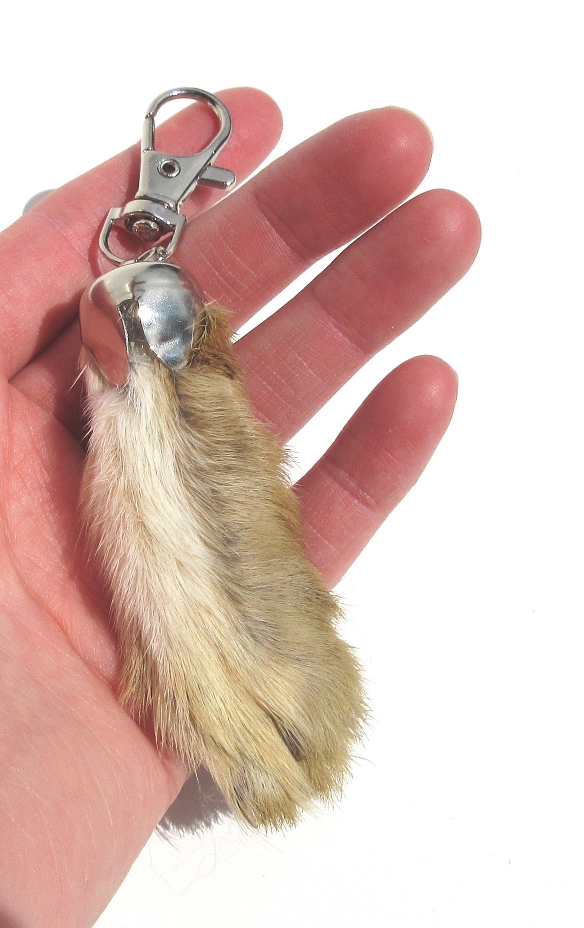 Lucky Rabbit Foot Keychain Charm Natural Fur Color | Etsy