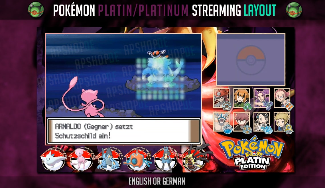 Pokémon Platinum/platinum Nuzlocke Stream/streaming Layout/overlay for ...