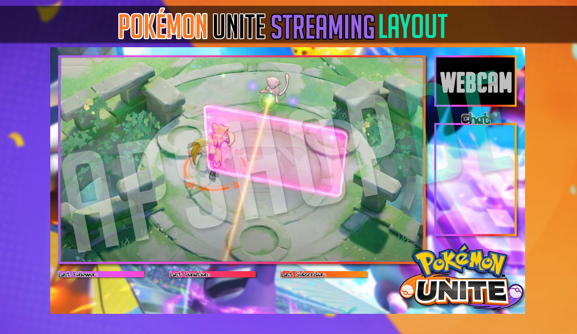 Pokémon Unite Stream/streaming webcam Layout/overlay for YOUTUBE/TWITCH ...