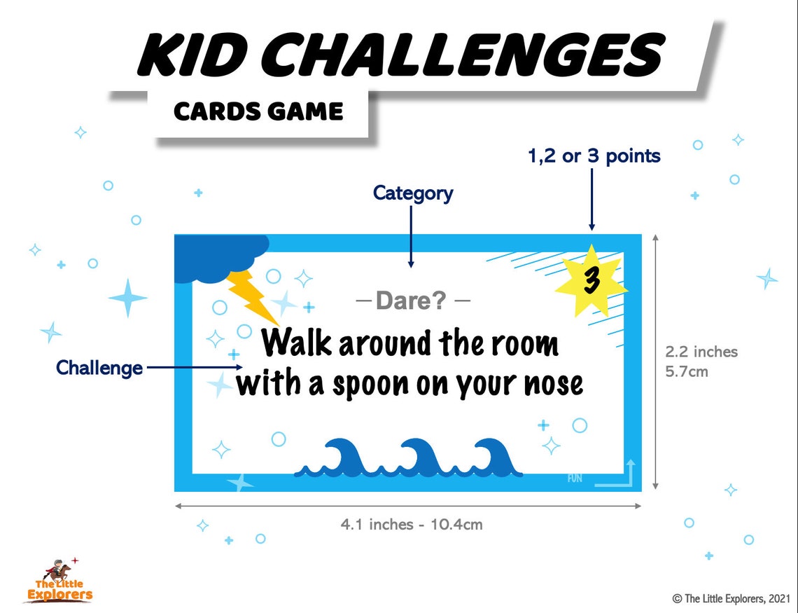 Kid Challenges Game, Challenge Cards, Family Game - Etsy