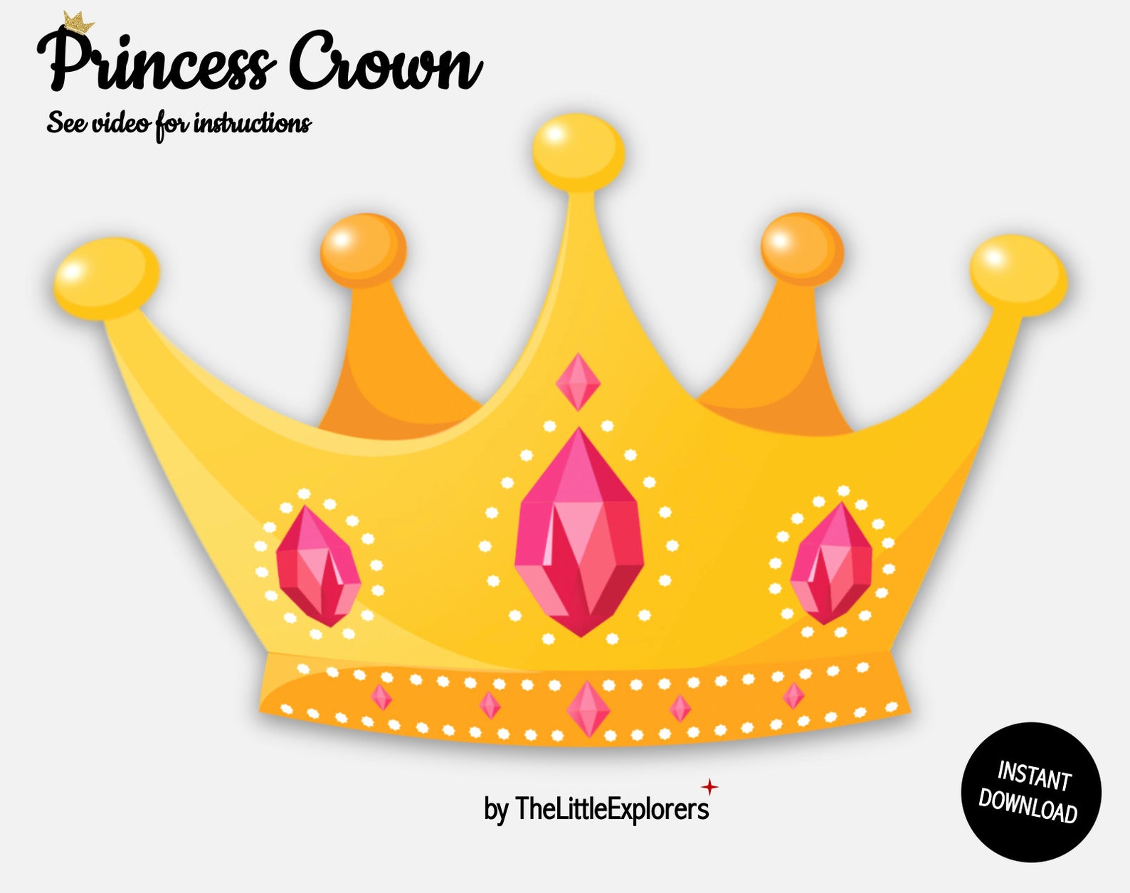Princess Crown Printable, Digital Download, Birthday Printables - Etsy UK