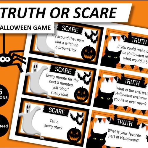 Truth or Scare Halloween Game Cards - Etsy Canada