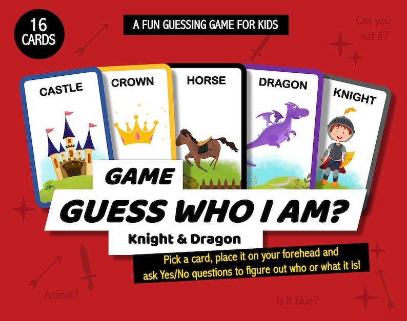 Guess Who I Am Game, Knights and Dragons, Printable Cards, Digital Download - Etsy