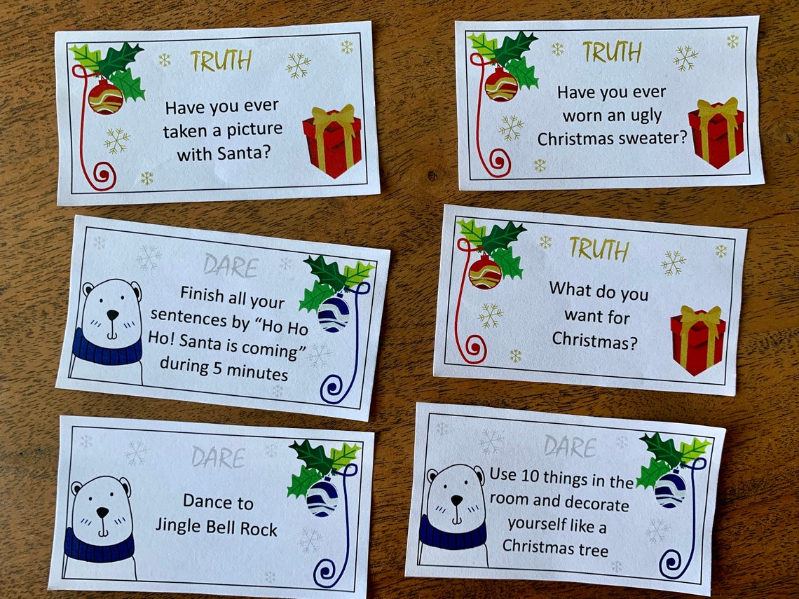 Truth or Dare, Christmas Game Printable - Etsy