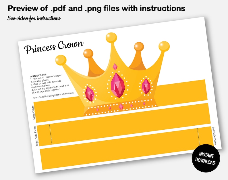 Princess Crown Printable, Digital Download, Birthday Printables - Etsy