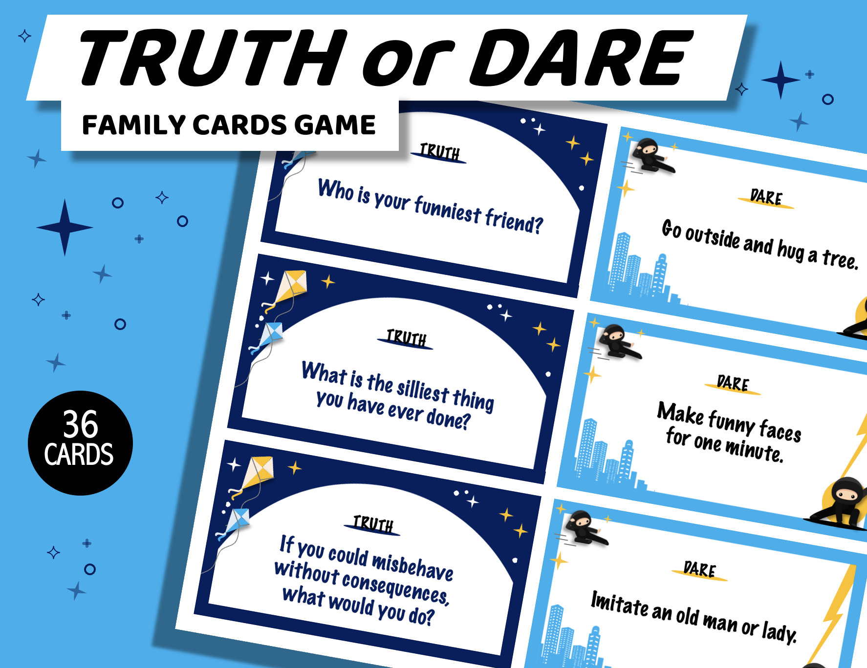 TRUTH or DARE! Kid Game, Family Game Cards - Etsy