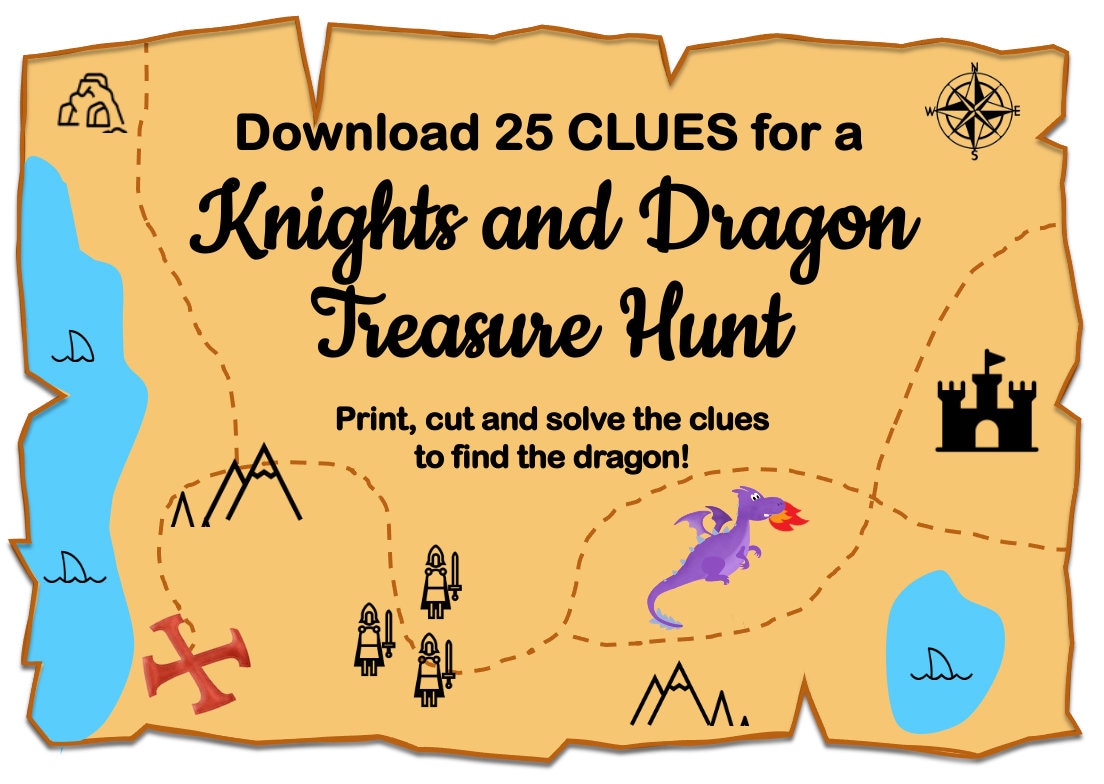 Kids Scavenger Hunt - Treasure Hunt Kids, Knights and Dragon, Digital ...