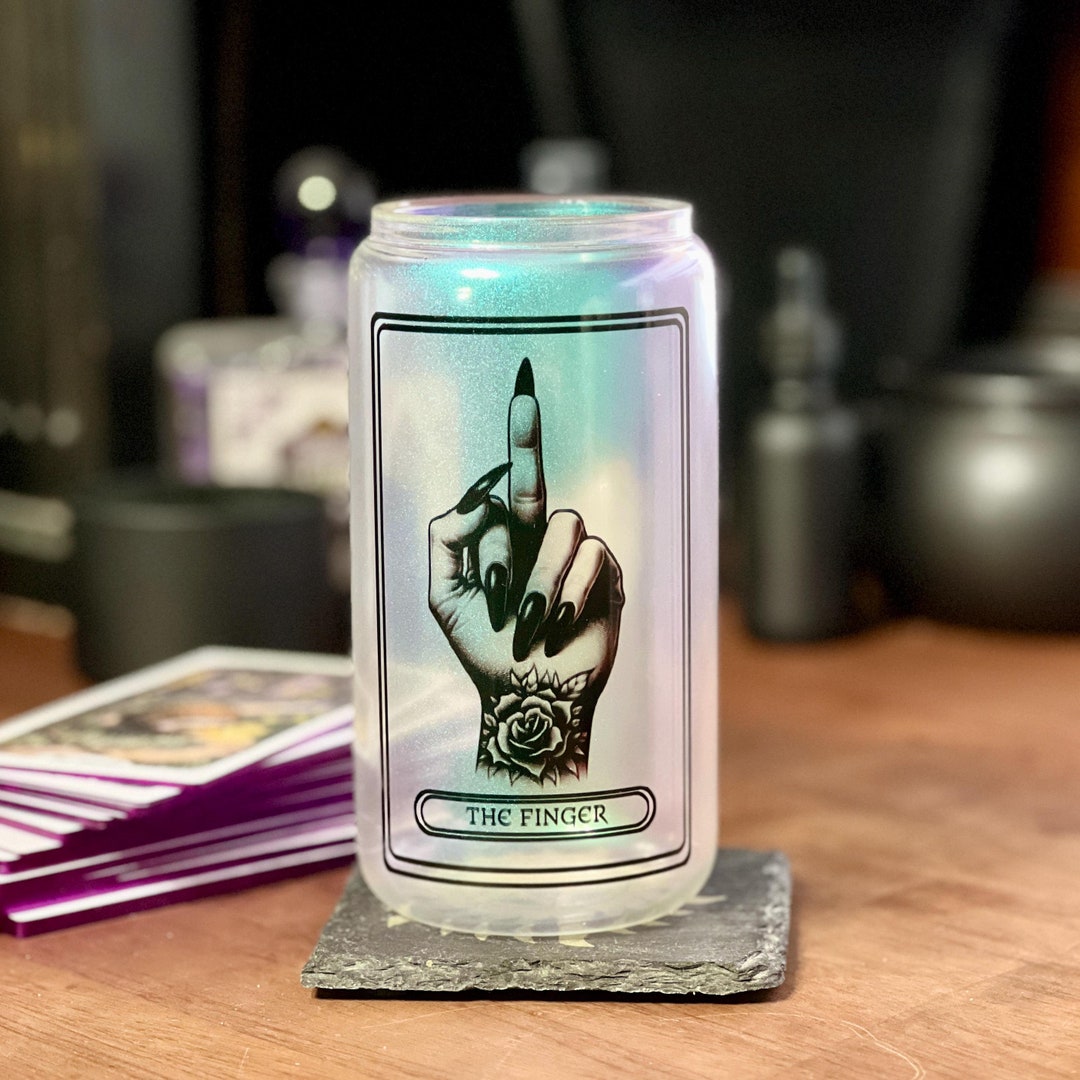 One of a Kind Customizable the Finger Tarot Card 16 Oz Glass Can ...