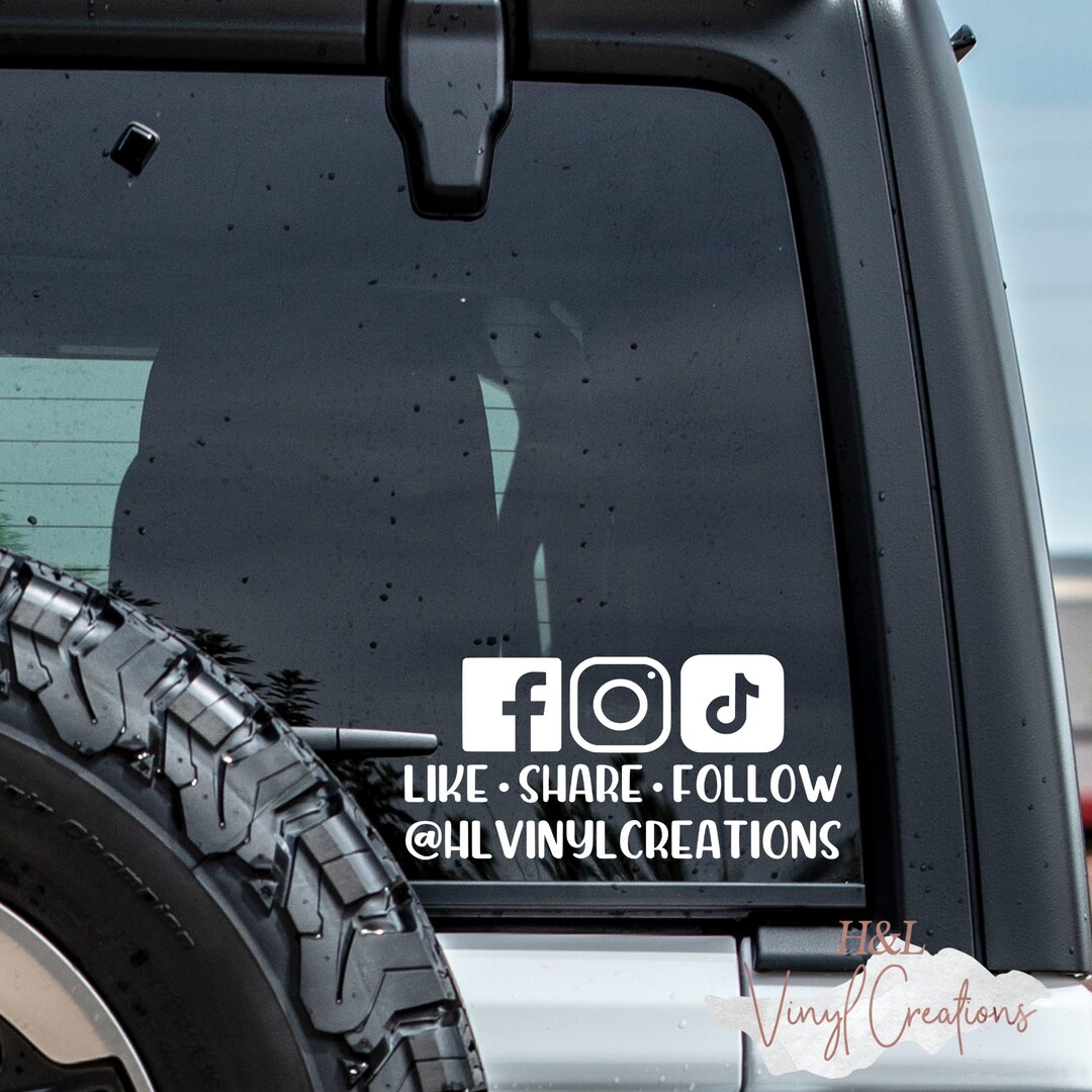 Like Share & Follow Decal, Small Business Decal, Social Media Small ...