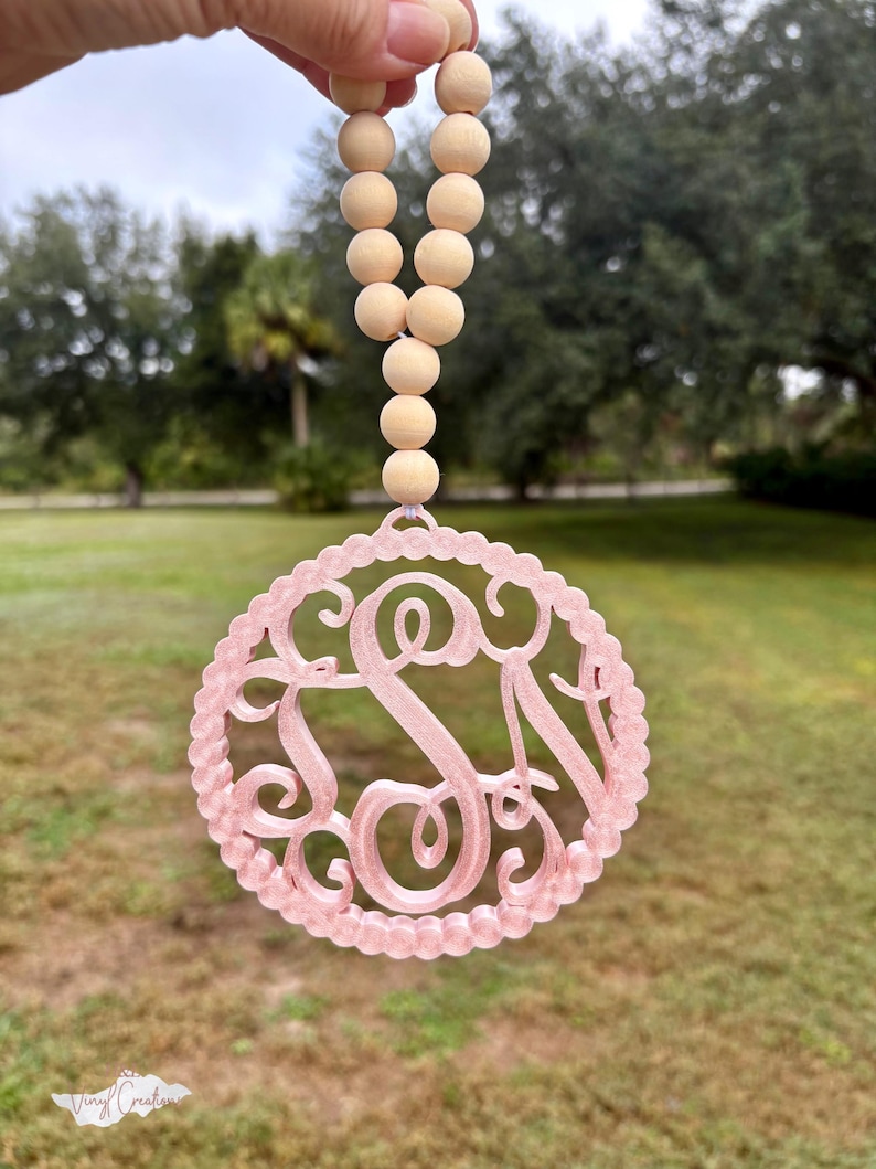 Monogram Car Charm, Initial Car Ornament, Rear View Mirror Decor - Etsy