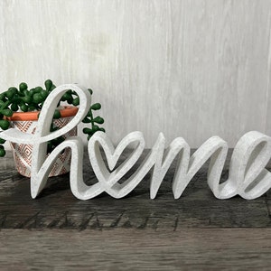 Home Sign Decor, Home, Free Standing, Cursive Home, Shelf Decor ...