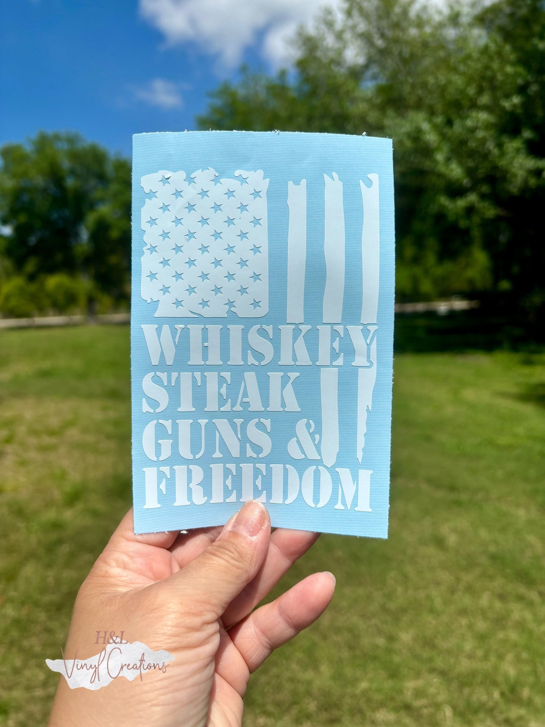 Whiskey Steak Guns and Freedom Decal, American Flag Decal, Patriotic ...