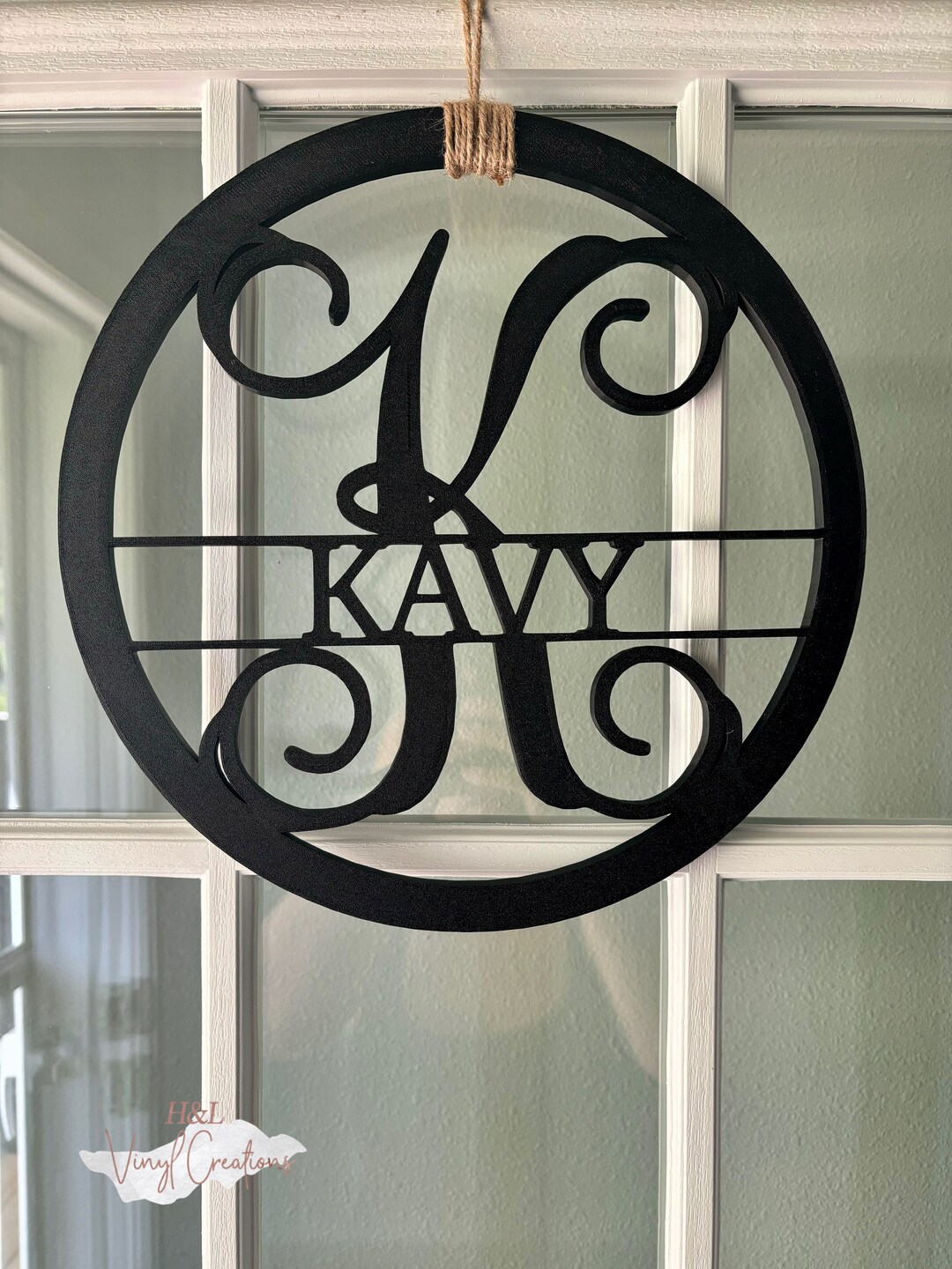 Monogram Door Hanger, Last Name Door Sign, Front Door Hanger, Round ...