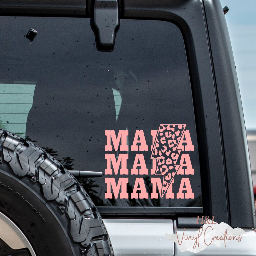 Mama Decal, Leopard Lightning Bolt, Mom Decal, Mama Sticker, Leopard ...