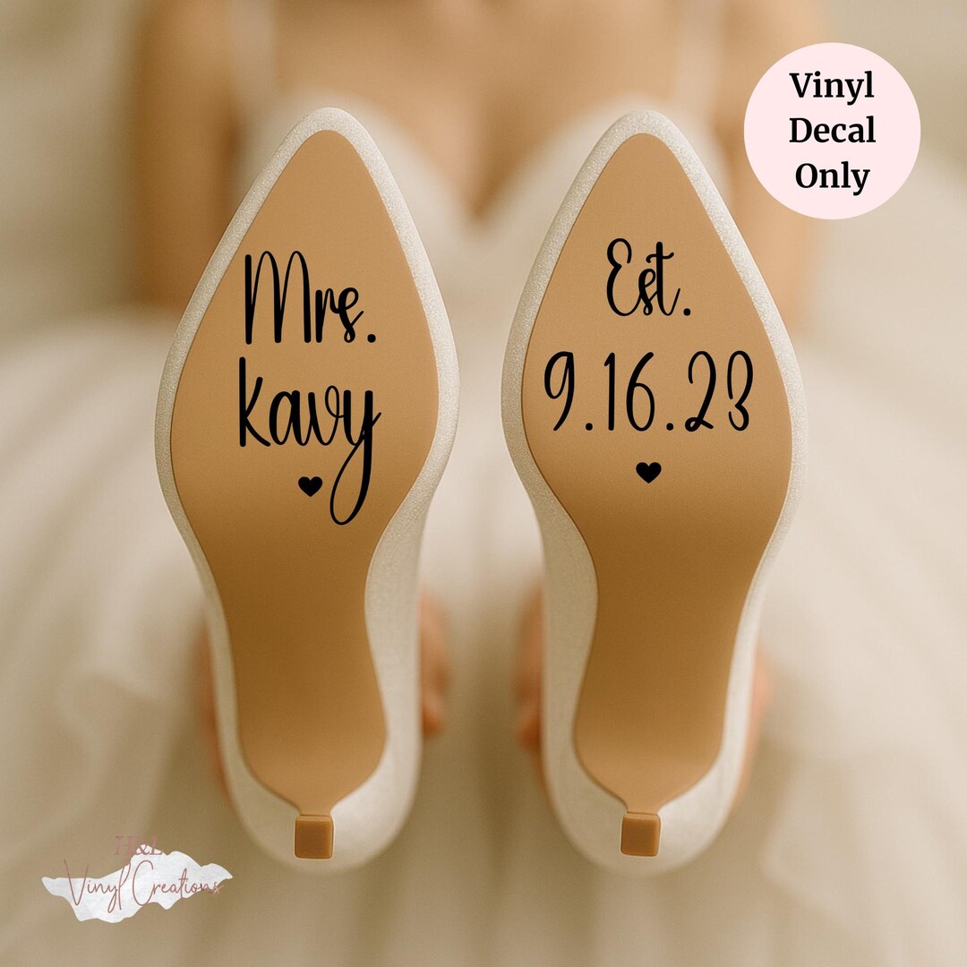 Wedding Shoe Decal, Bride Shoes Sticker, Bridal Decal, Custom Mrs - Etsy