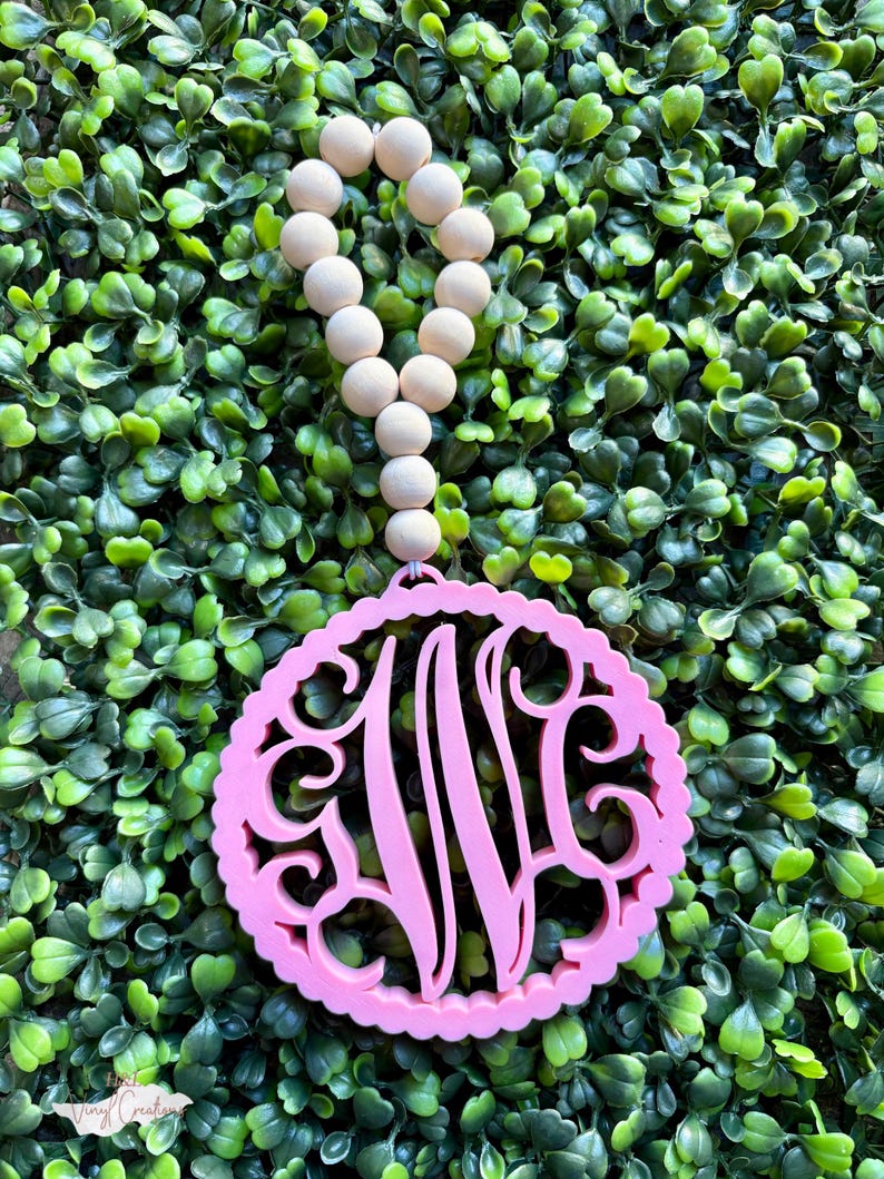Monogram Car Charm, Initial Car Ornament, Rear View Mirror Decor - Etsy