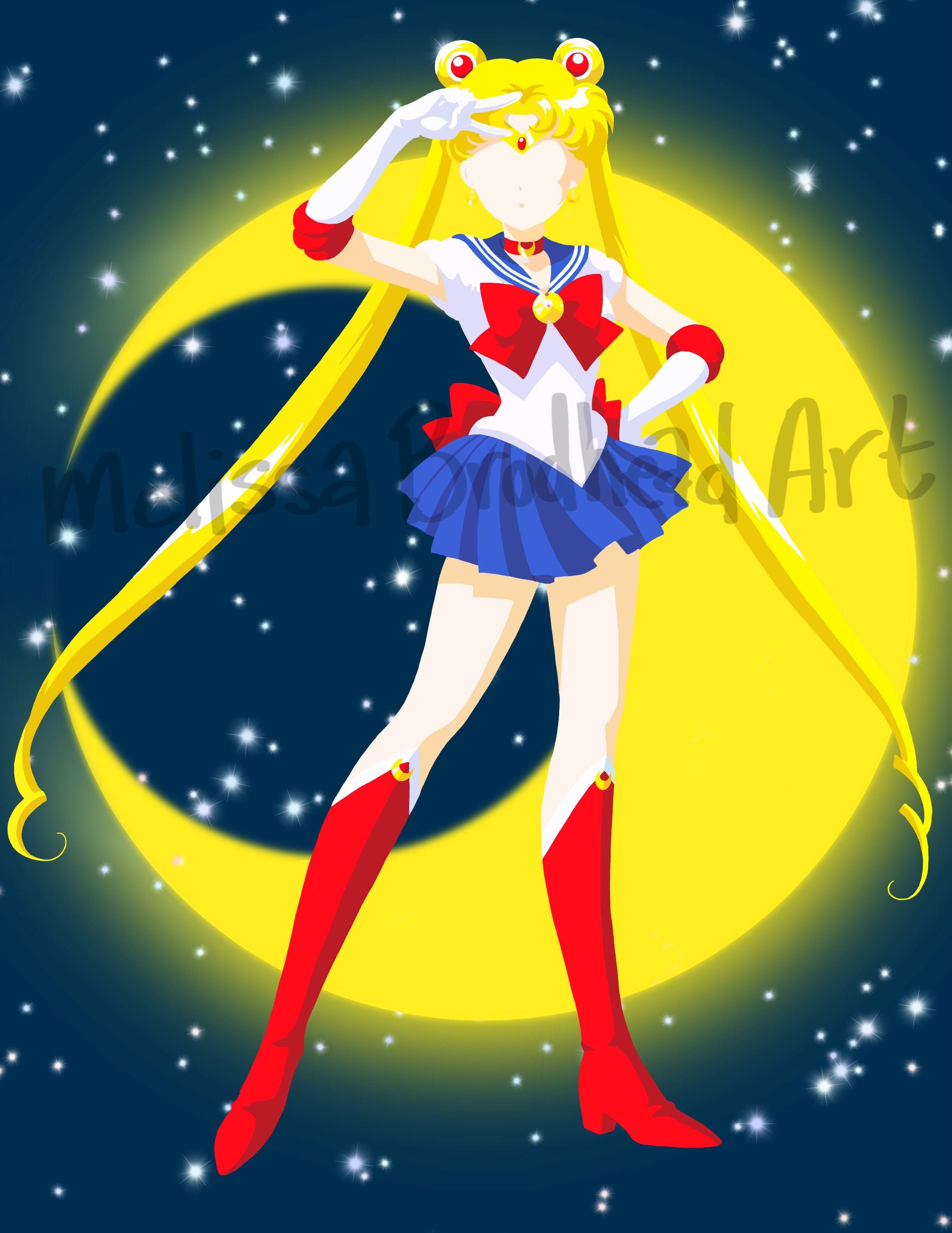 Sailor Moon Anime Magical Girl Digital Art Download Portrait | Etsy