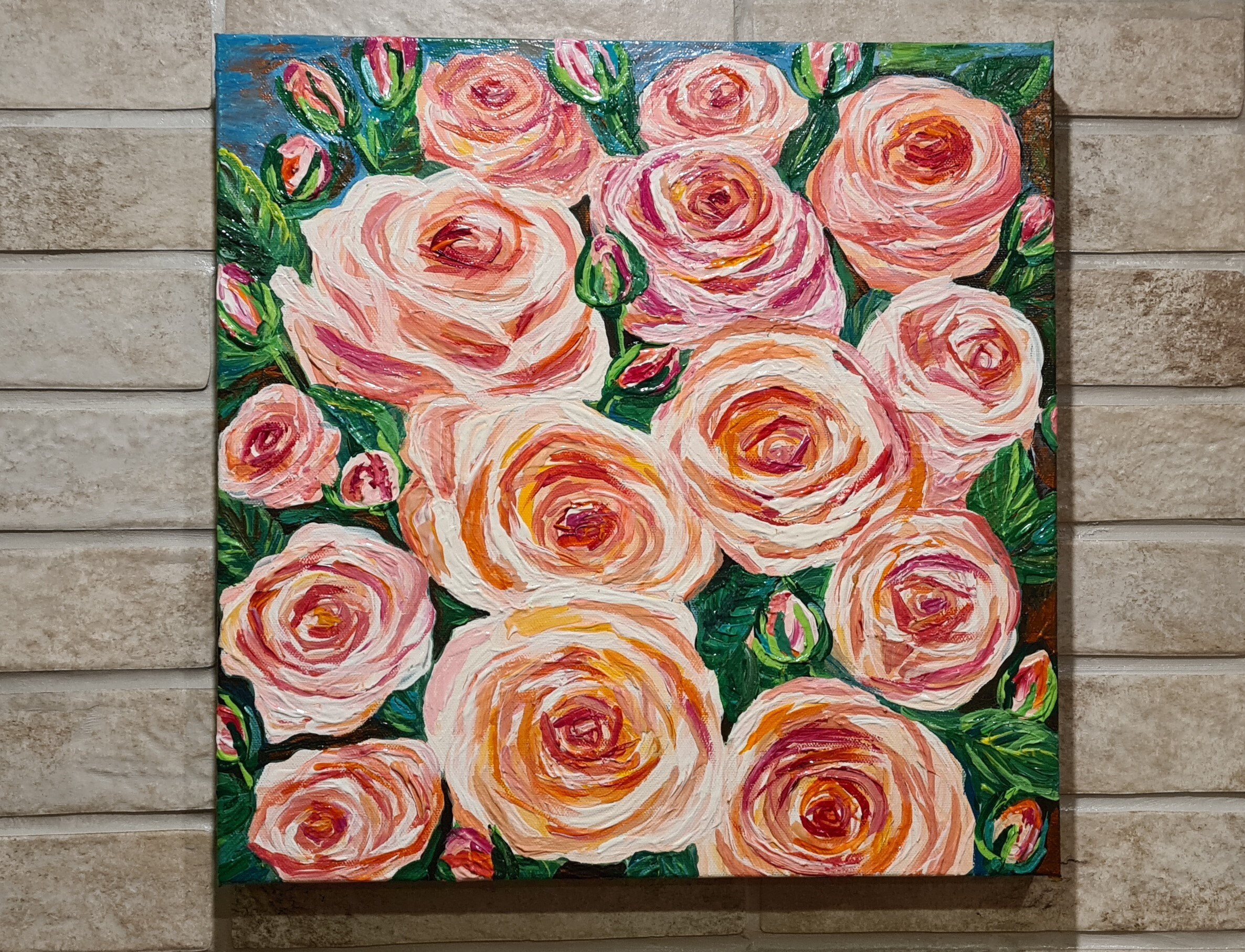 Rose Painting Roses Painting Pink Roses Painting Cream Rose Painting ...