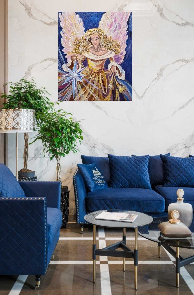 Angel Painting Angel Canvas Guardian Angel Painting of an Angel ...