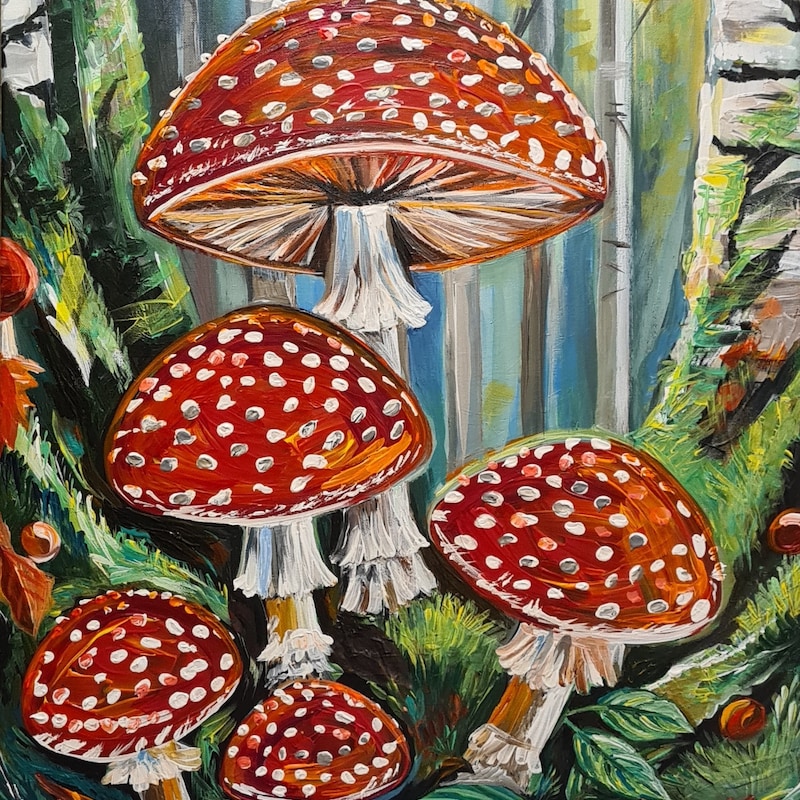 Mushroom Painting - Etsy