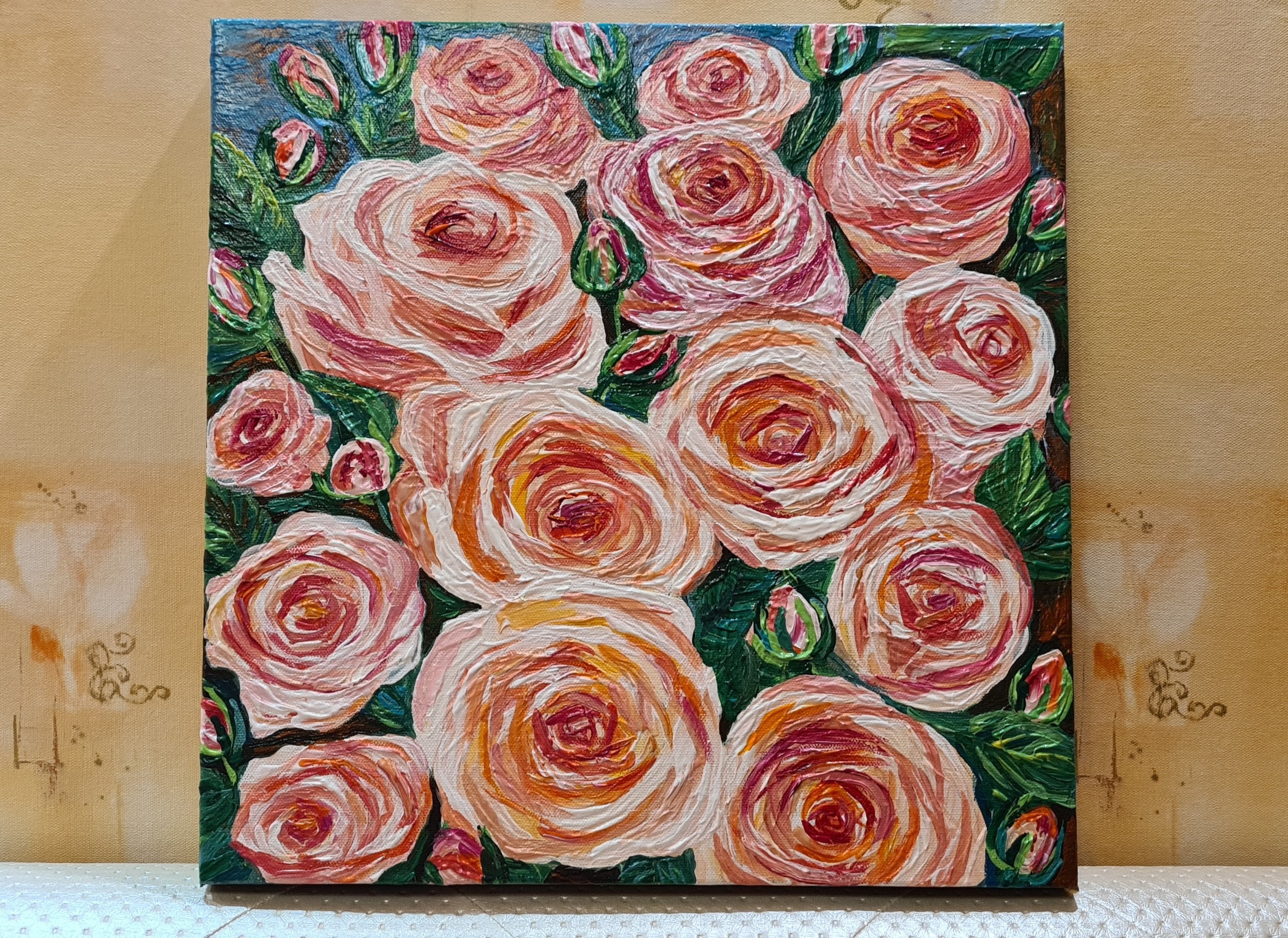 Rose Painting Roses Painting Pink Roses Painting Cream Rose Painting ...