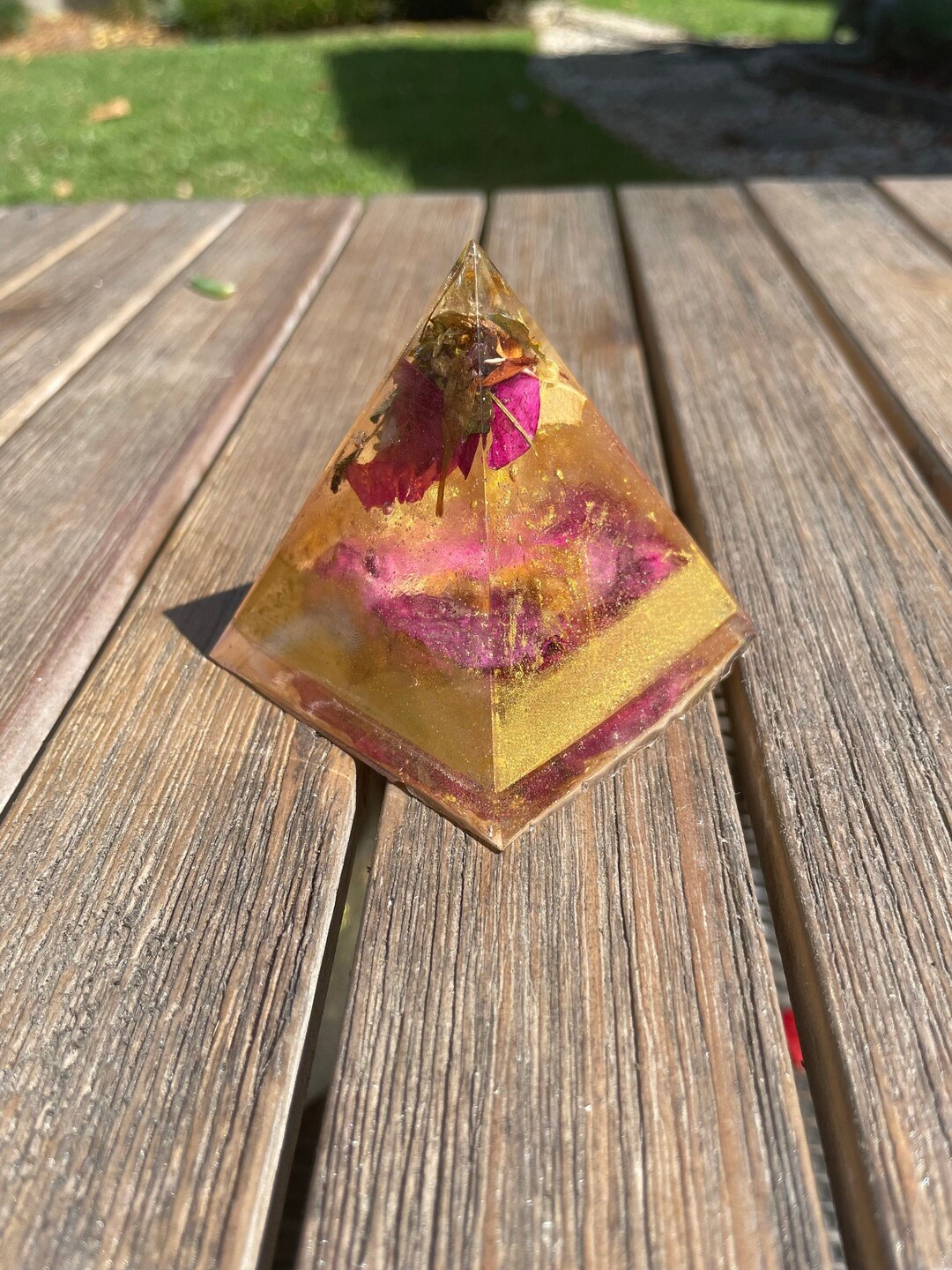 Gold and Pink Resin Pyramid - Etsy