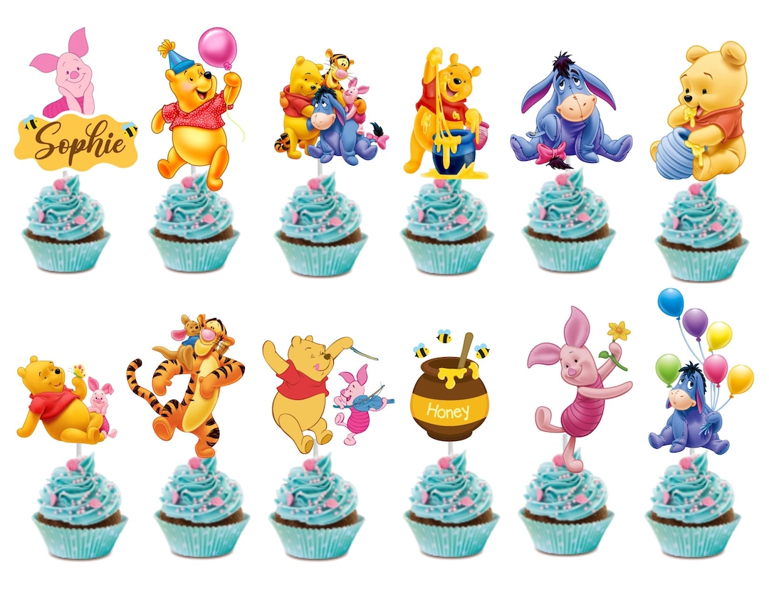 Winnie the Pooh Cupcake Toppers, Sold in 6 or More, Birthday, Winnie ...
