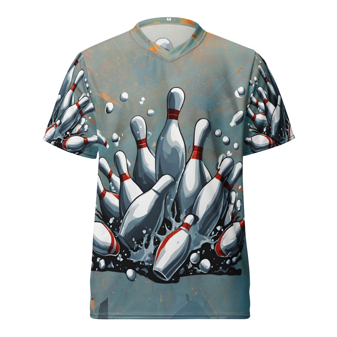 AOP Exploding Pins & Ice-abstract Realism Unisex Jersey 1, Bowling ...