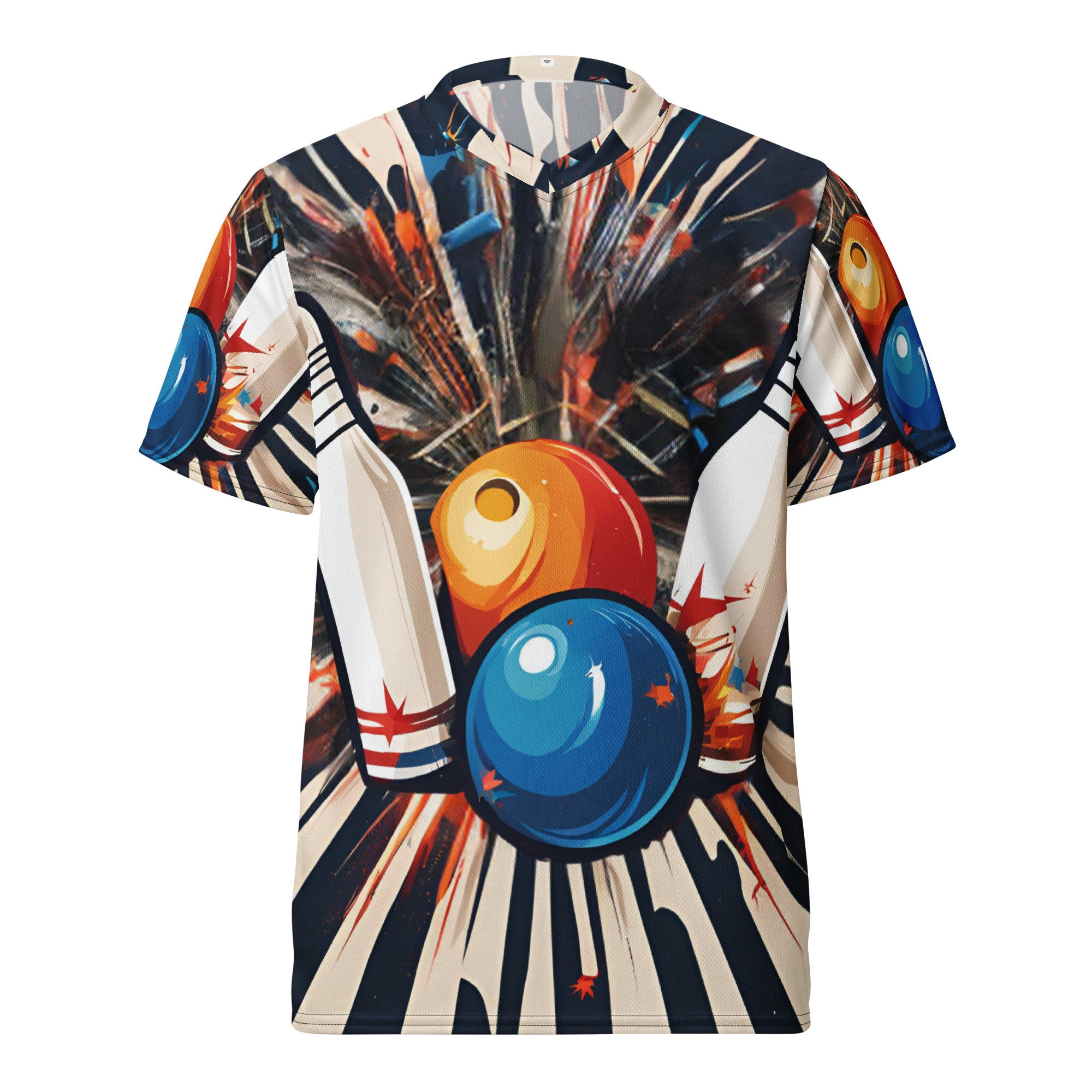 AOP Exploding Pins & Fireworks-symbolism Unisex Jersey, Bowling Jersey ...