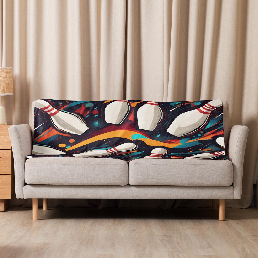 Floating Bowling Pins-afrofuturism, Sherpa Blanket, Cozy Sofa Throw ...