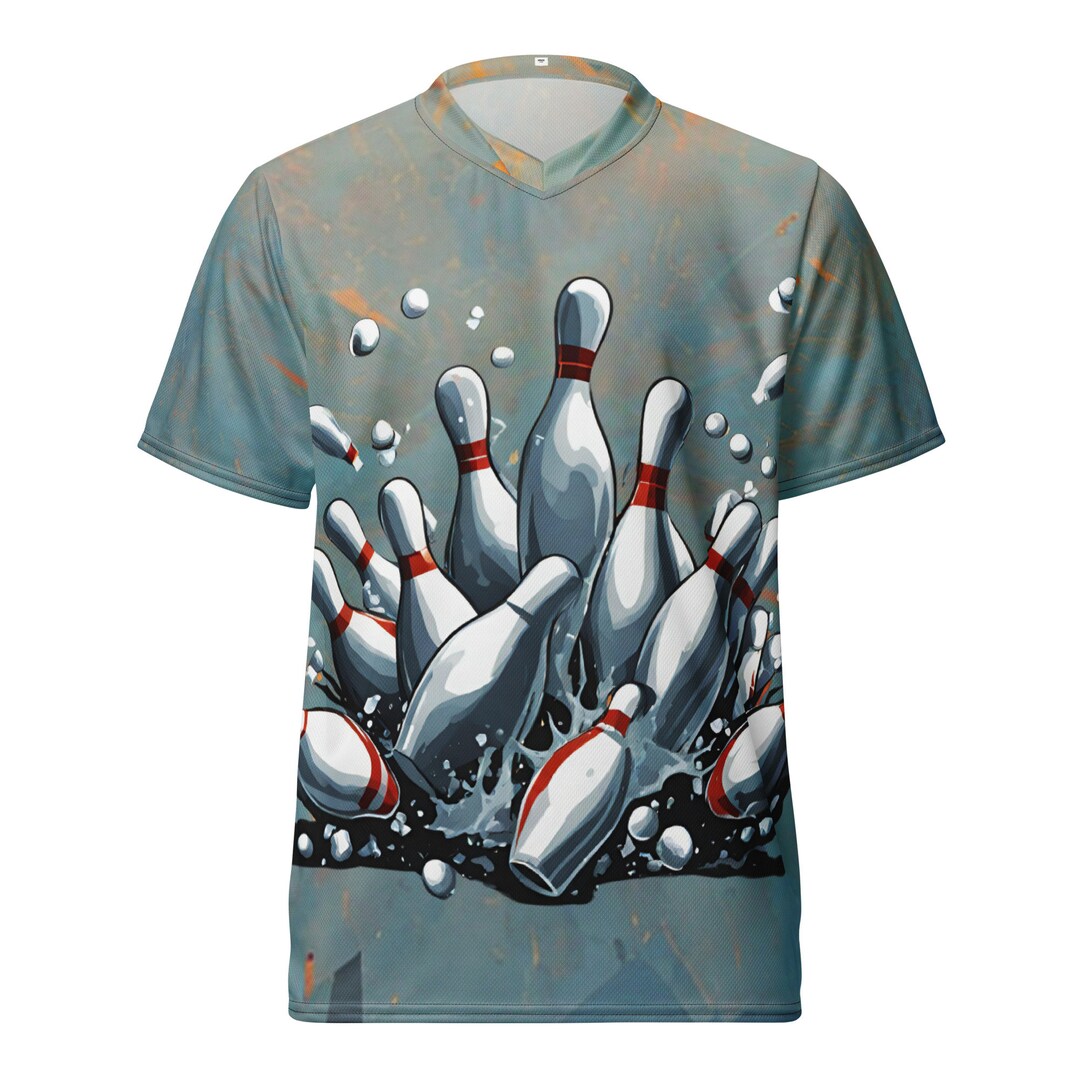 AOP Exploding Pins & Ice-abstract Realism Unisex Jersey 2, Bowling ...