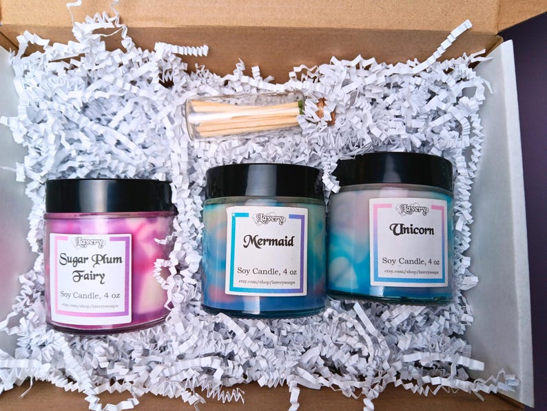 Fantasy Candle Collection Gift Set - Mermaid, Unicorn, and Sugar Plum ...