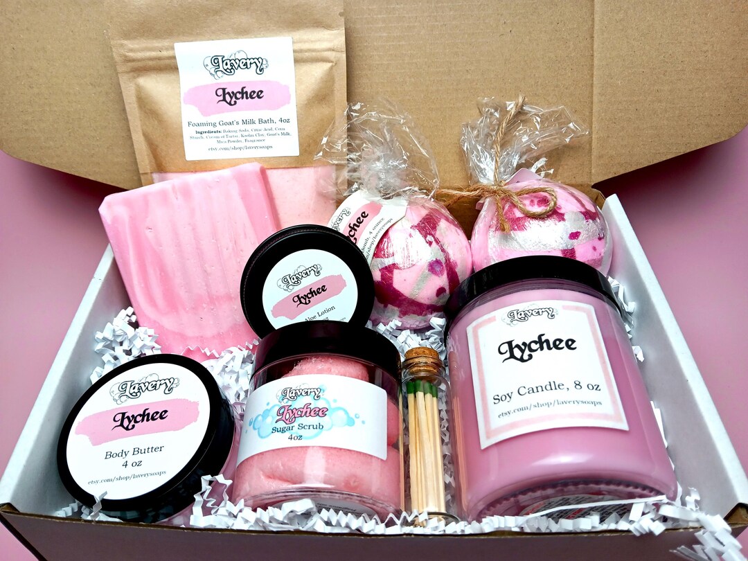 Lychee Scented Spa Bath Gift Set Care Package Self Care - Etsy