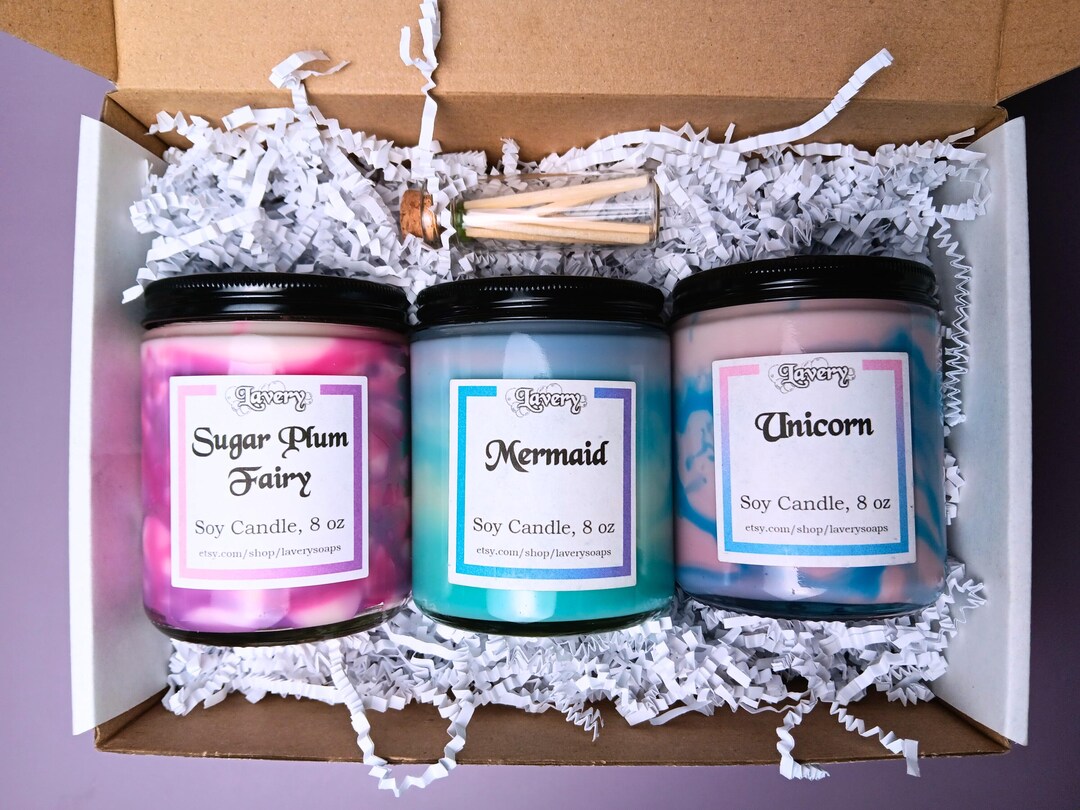 Fantasy Candle Collection Gift Set - Mermaid, Unicorn, and Sugar Plum ...