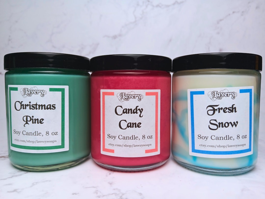 Holiday Candle Collection Gift Set - Candy Cane, Christmas Pine, Fresh ...