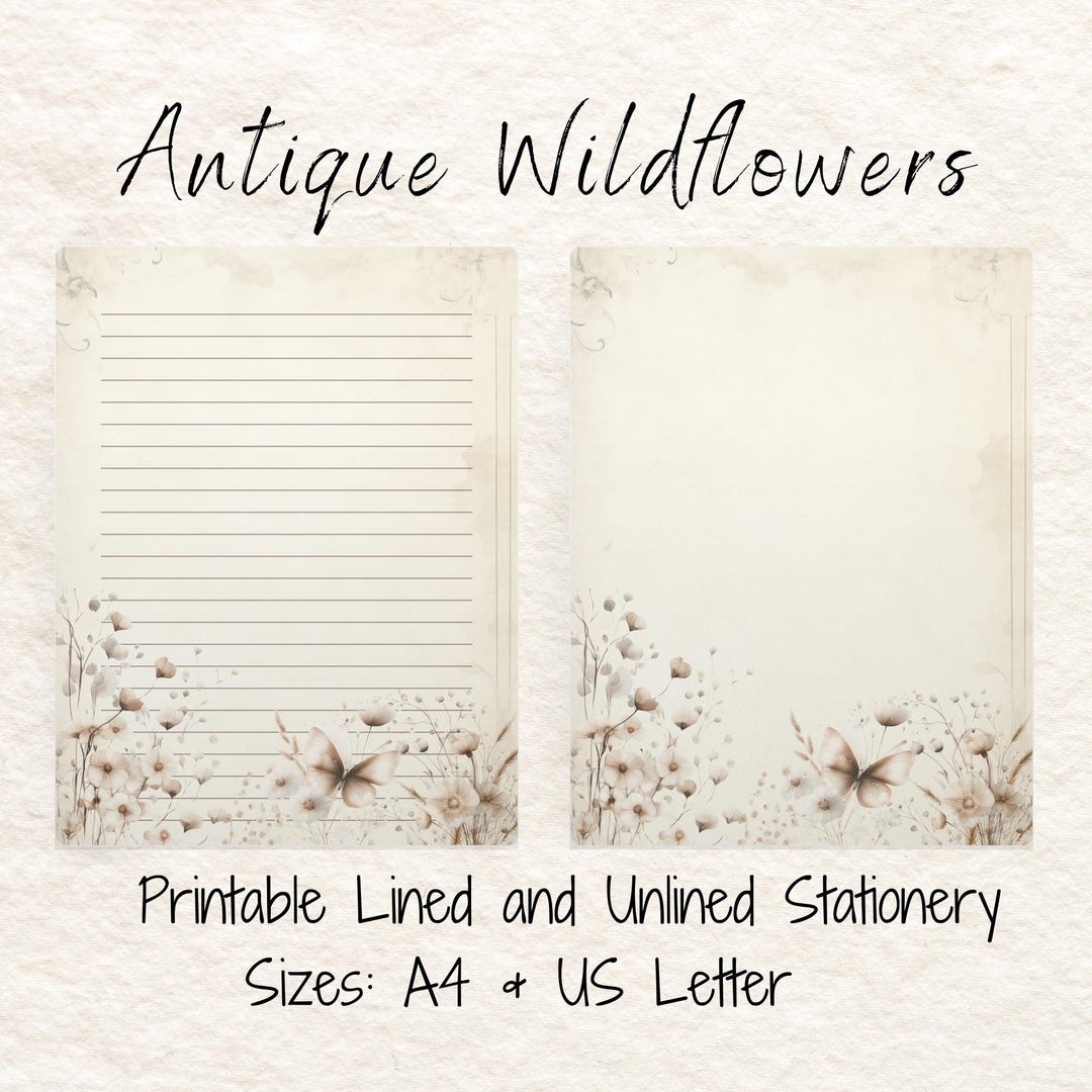 Antique Wildflowers Letter Paper | Printable Floral Stationery Set ...