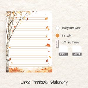 Autumn Letter Paper | Printable Fall Woodland Stationery Set | Lined ...