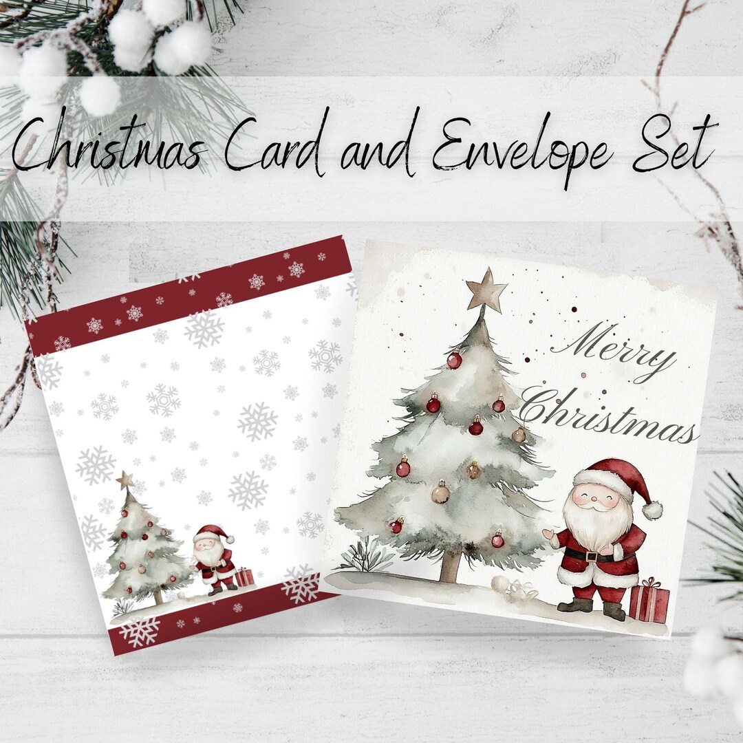 Printable Santa Christmas Card & Envelope: DIY Holiday Craft (digital ...