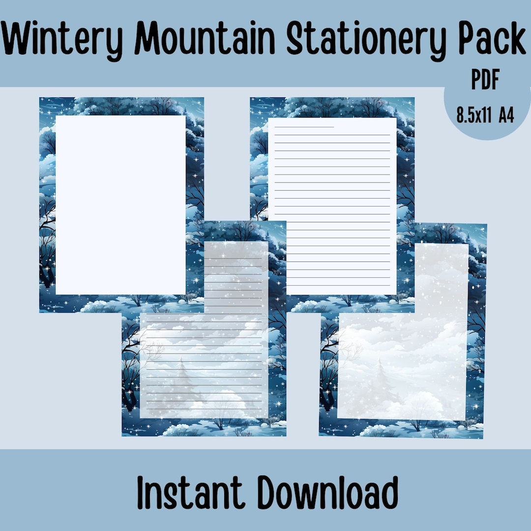 Printable Winter Stationery, Lined Letter Writing Paper, Blank Journal ...