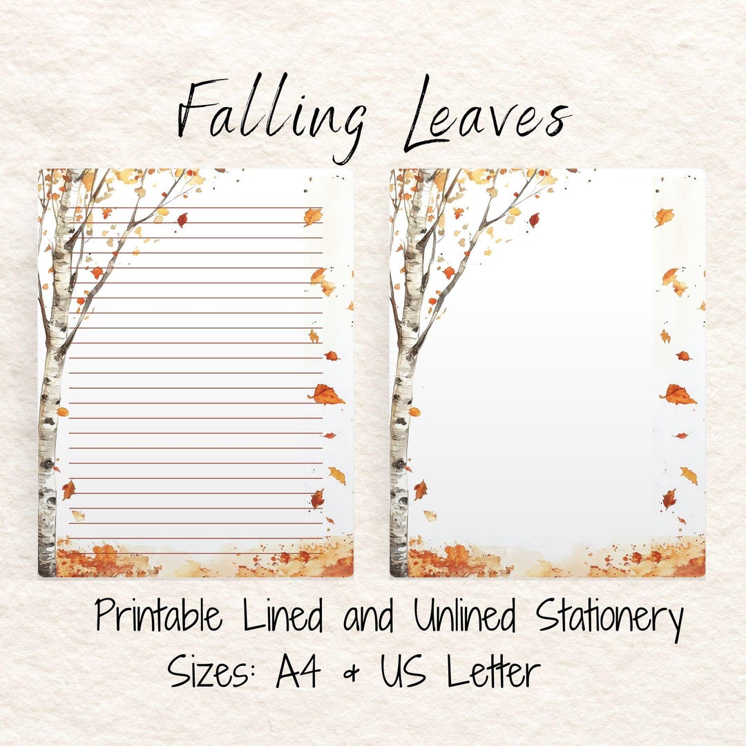 Autumn Letter Paper | Printable Woodland Stationery Set | Lined Writing ...