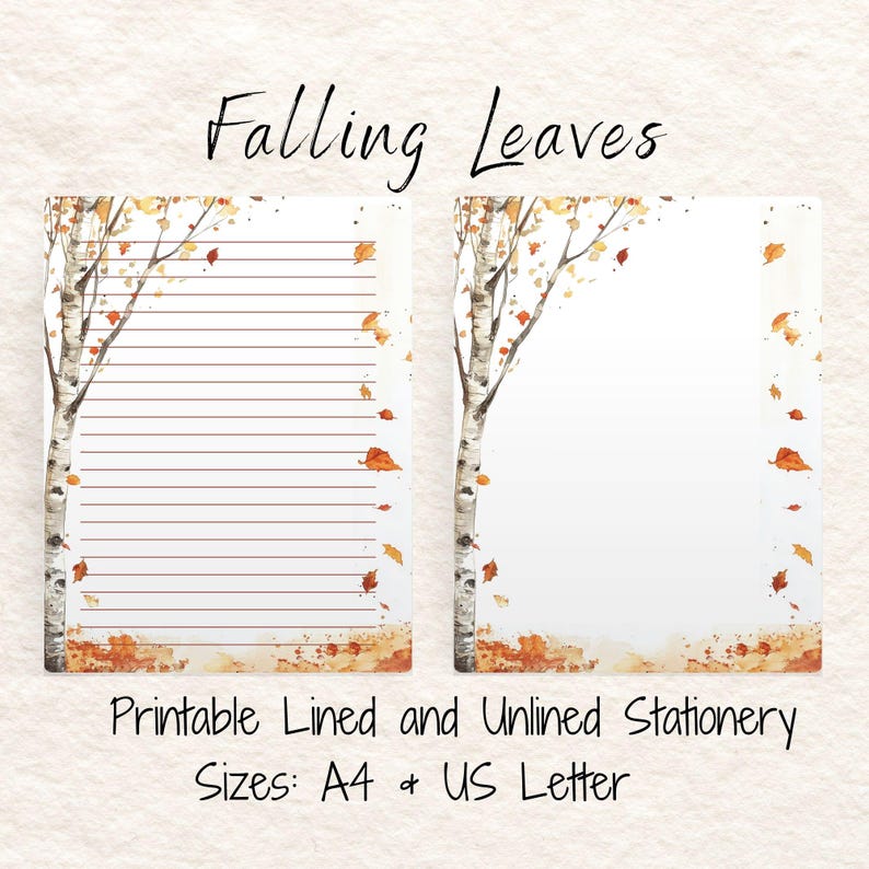 Autumn Letter Paper | Printable Woodland Stationery Set | Lined Writing ...