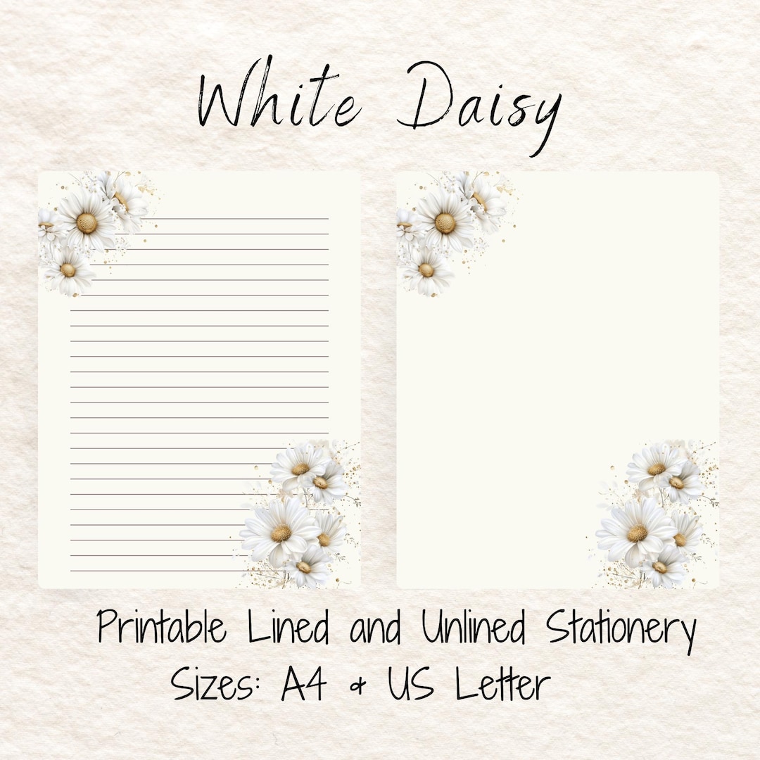 Daisy Printable Stationery: Lined & Unlined Paper (digital Download) - Etsy